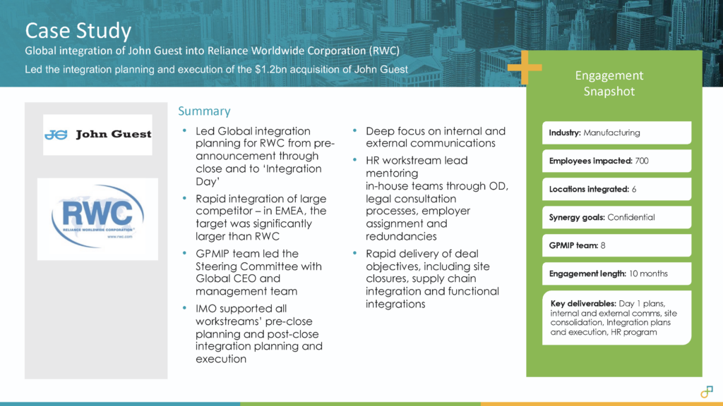Reliance Worldwide Corporation: A Global PMI Partner